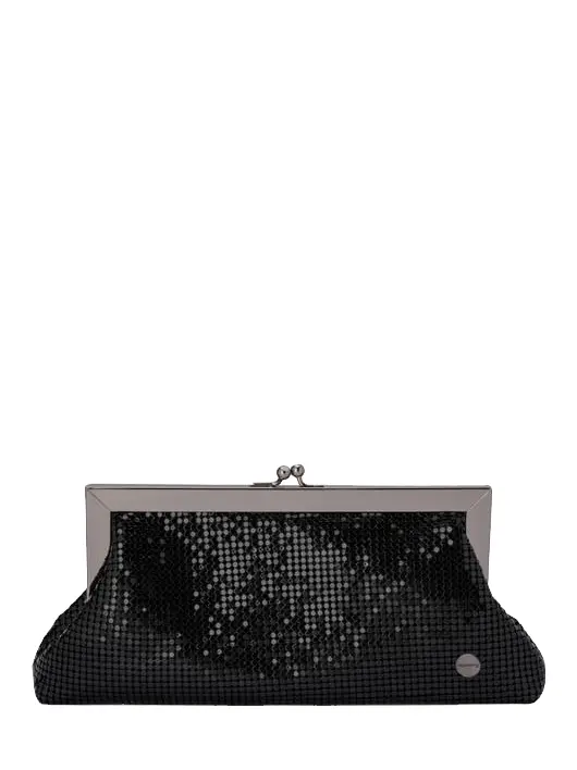 OLGA BERG Zara Mesh Frame Clutch - Black