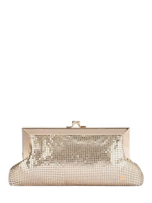OLGA BERG Zara Mesh Frame Clutch - Gold
