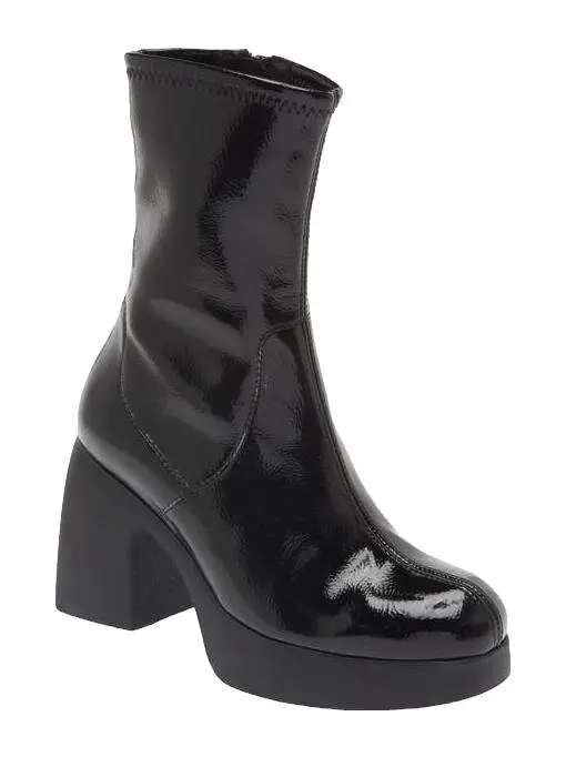 WONDERS Platform Bootie - Black Patent