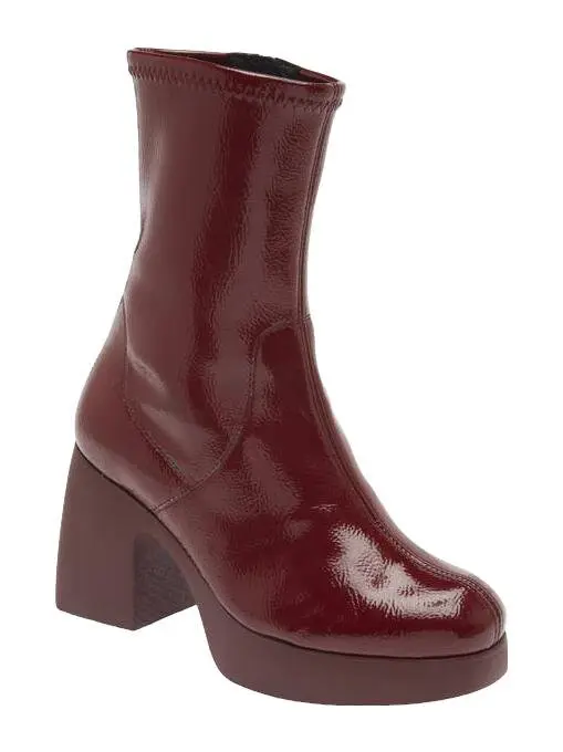 WONDERS Platform Bootie - Burgundy Patent
