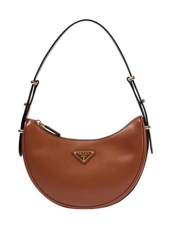 Prada Arqué Leather Shoulder Bag - Brown