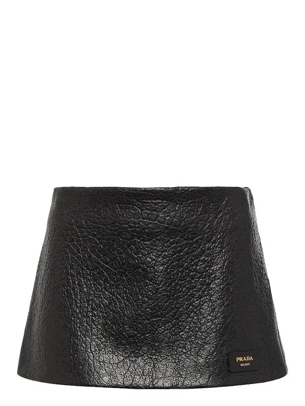 Prada Low-rise Leather Miniskirt - Black