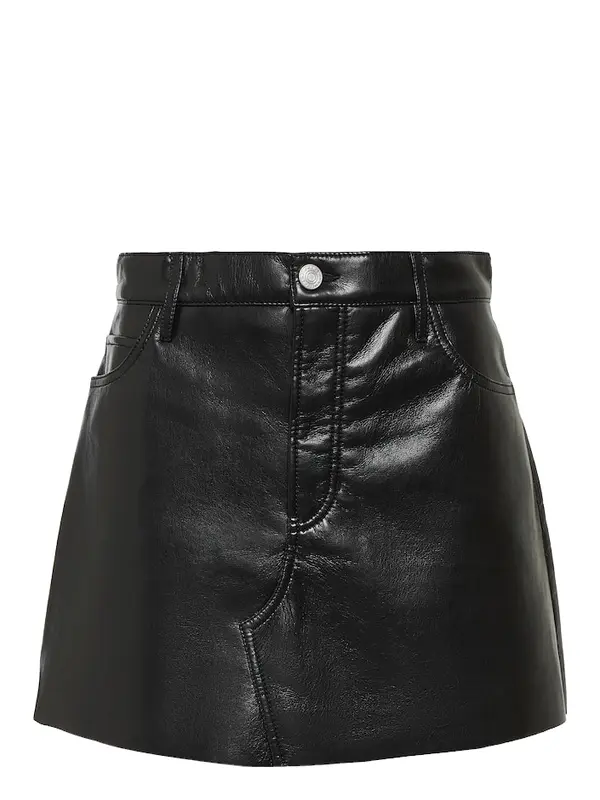 FRAME Le High 'n' Tight Leather Miniskirt - Black