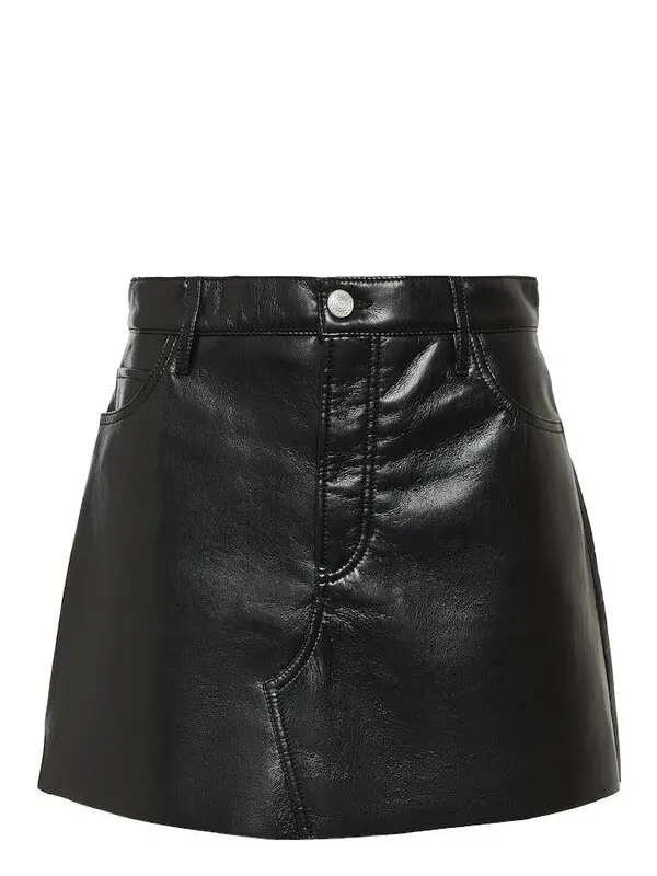 FRAME Le High 'n' Tight Leather Miniskirt - Black