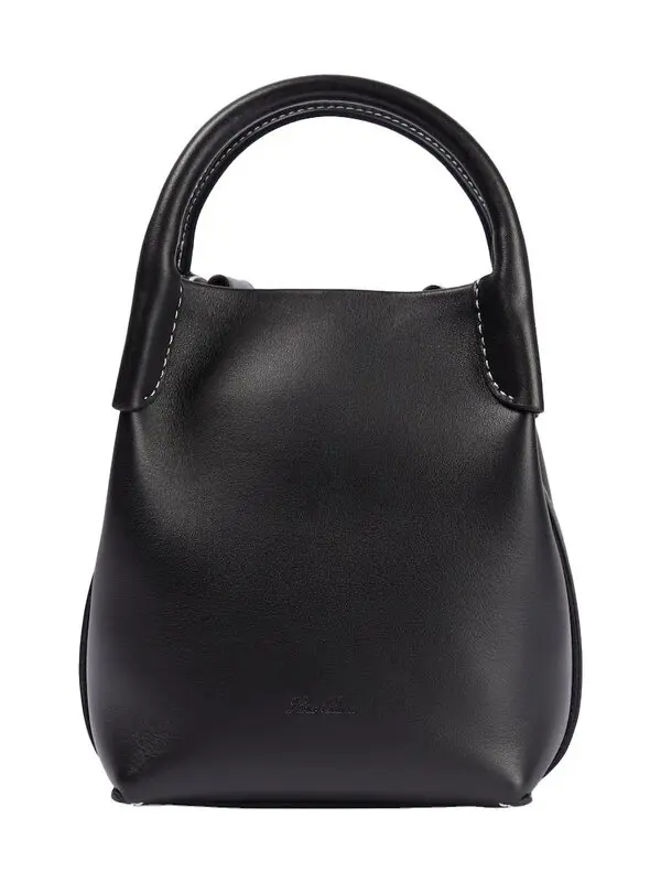 Loro Piana Bale Small Leather Bucket Bag - Black