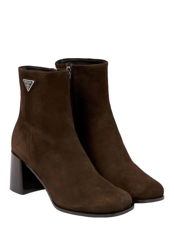 Prada Suede Ankle Boots - Brown