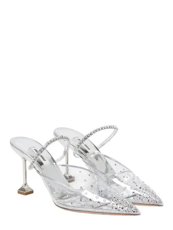 Miu Miu Crystal-embellished Mules - Multicoloured
