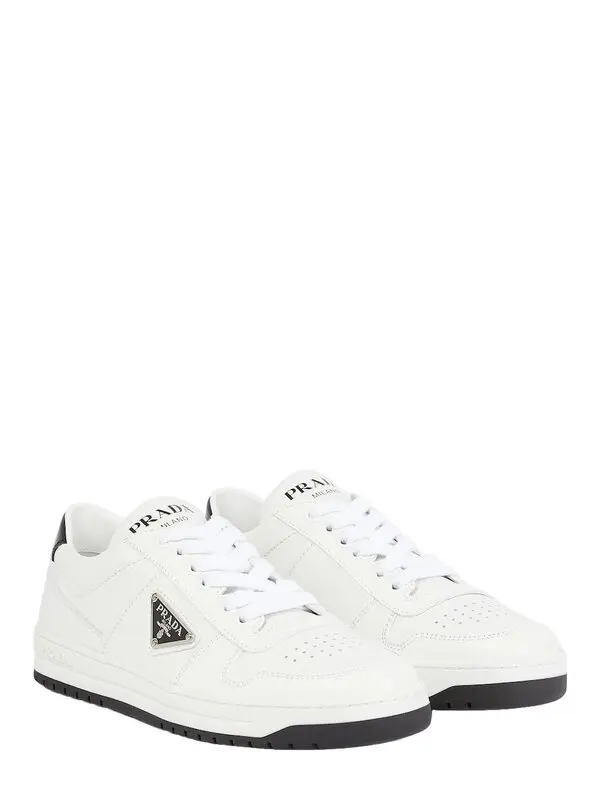 Prada Logo Leather Sneakers - White