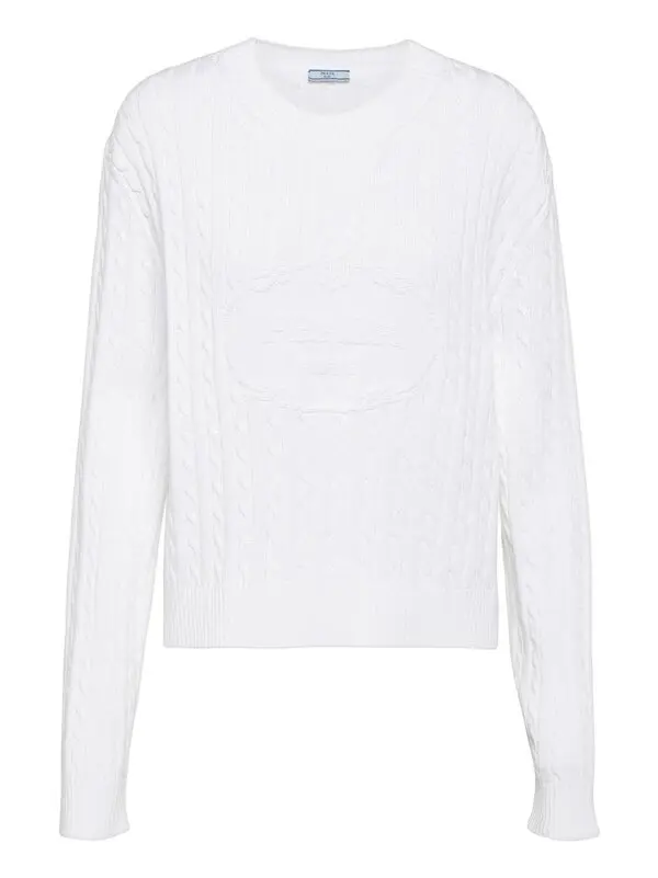 Prada Logo Cotton Sweater - White