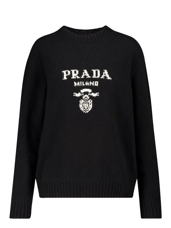 Prada Logo Wool And Cashmere Sweater - Black