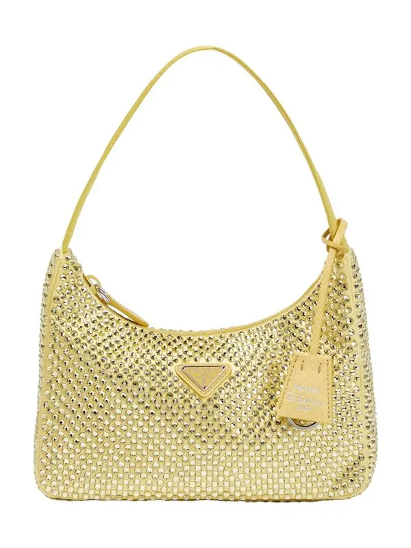 Prada Re-edition Mini Embellished Shoulder Bag - Yellow