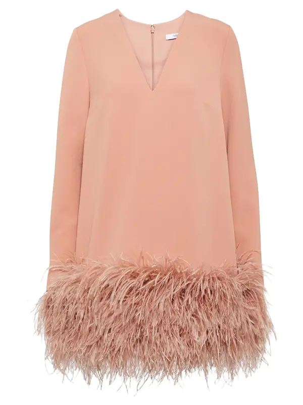 Safiyaa Aleannah Feather-trimmed Mini Dress - Pink