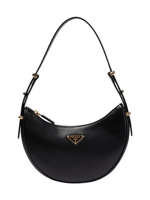 Prada Arqué Leather Shoulder Bag - Black