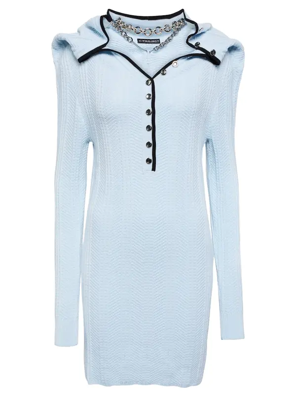 Y/project Chain-embellished Wool Minidress - Blue