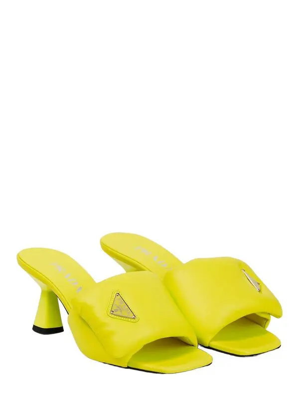 Prada Padded Leather Mules - Yellow