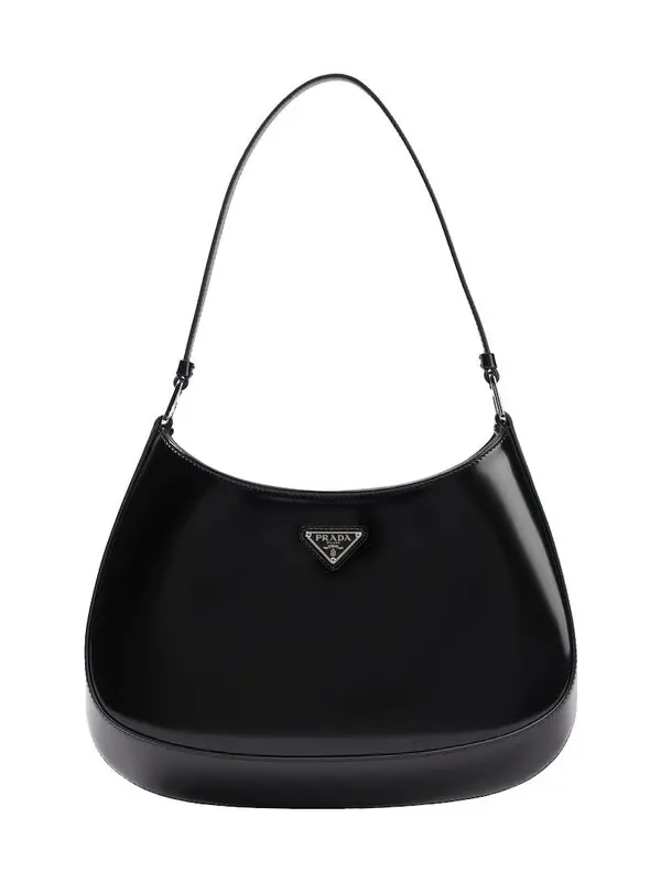Prada Cleo Small Leather Shoulder Bag - Black
