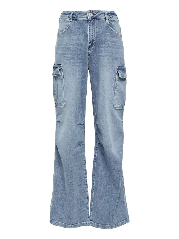 Ag High-rise Wide-leg Cargo Jeans - Blue