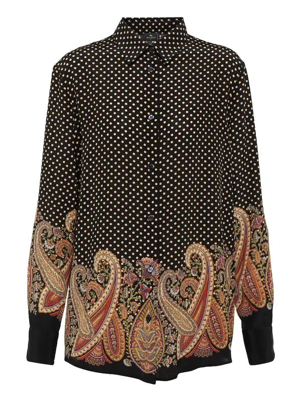 Etro Polka-dot Paisley Silk Shirt - Black