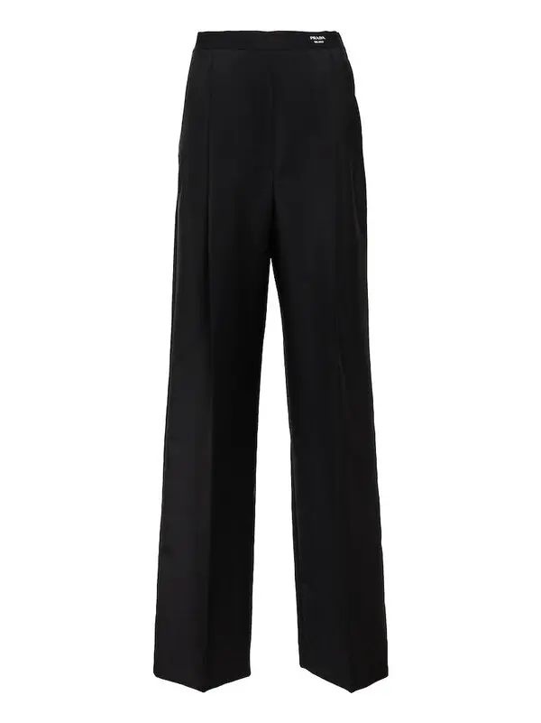 Prada Mohair And Wool Wide-leg Pants - Black