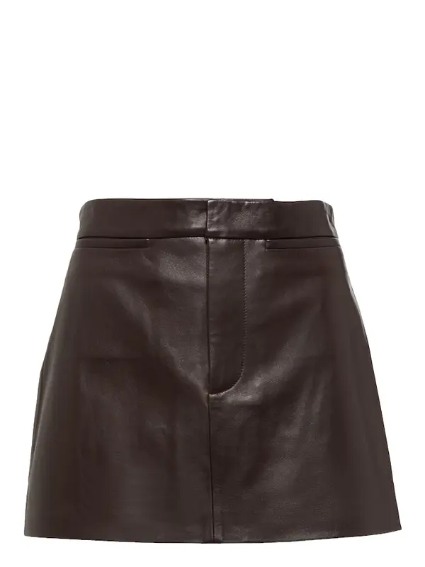 FRAME Leather Miniskirt - Brown