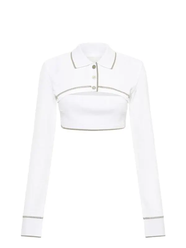 DION LEE Shrunken Snap Polo Top - Ivory