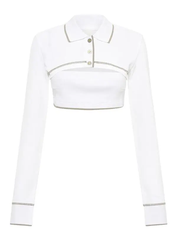 DION LEE Shrunken Snap Polo Top - Ivory