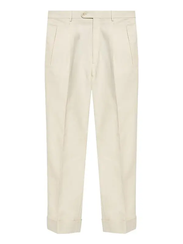 Gucci Cotton Drill Pants With Double G Embroidery - Off White