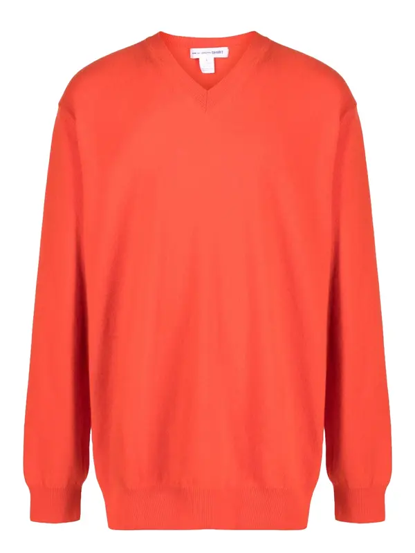 Comme Des Garçons V-neck Wool Jumper - Orange