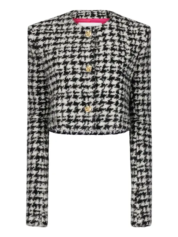 Nina Ricci Houndstooth Wool-cotton Jacket - Black