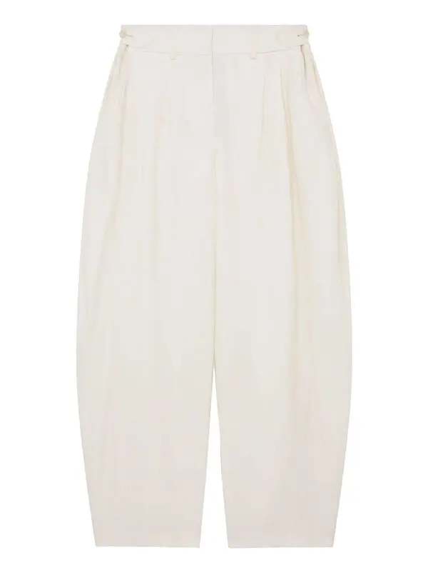 Stella McCartney Pleated Wide-leg Wool Trousers - Neutrals
