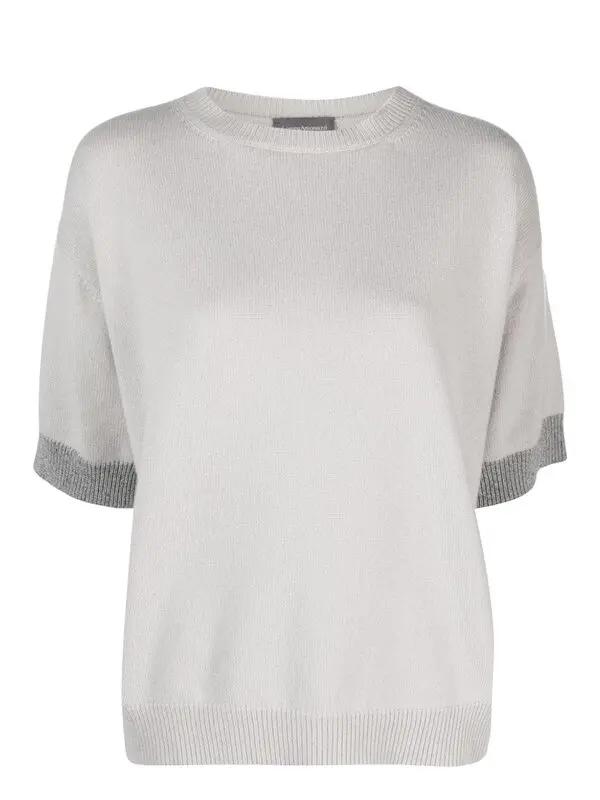 Lorena Antoniazzi Contrasting-border Crew-neck Top - Grey