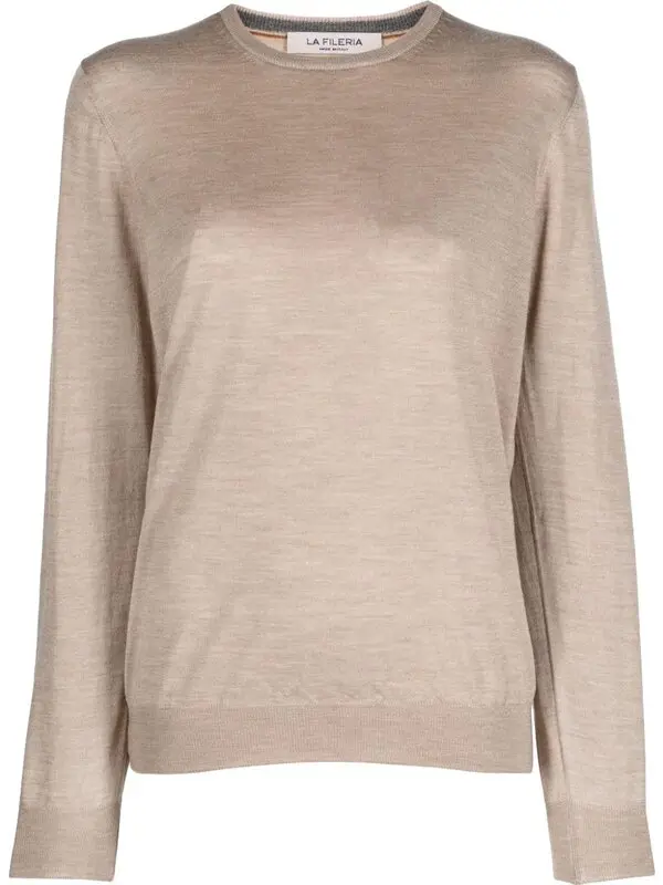 FILERIA Mélange-effect Crew-neck Jumper - Brown