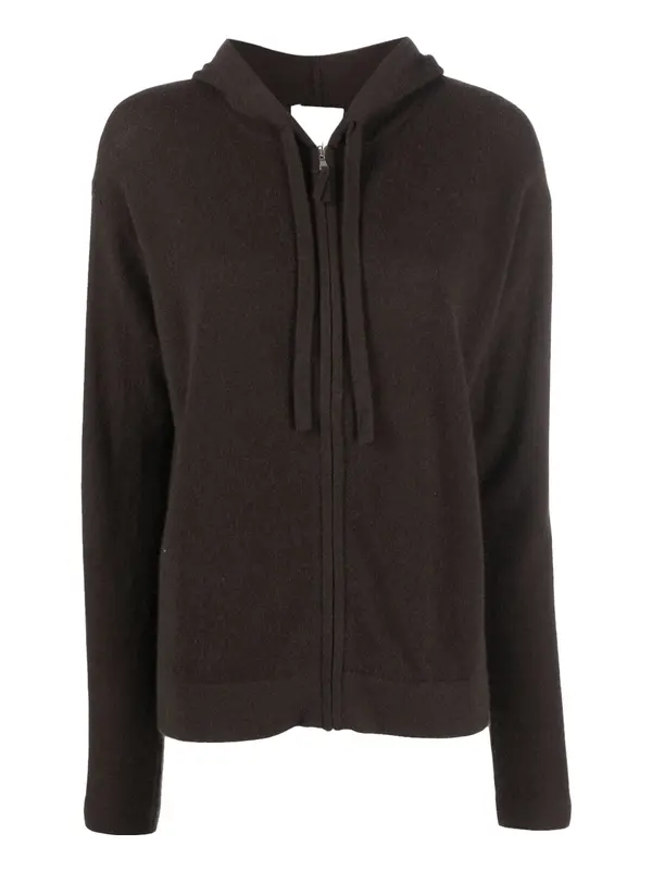 ALLUDE Hooded Wool-cashmere Cardigan - Brown