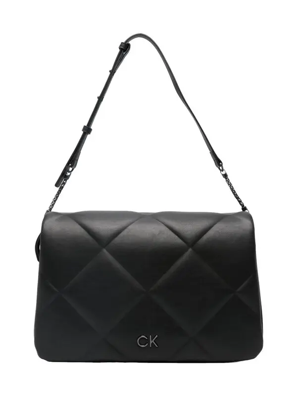 Calvin Klein Logo-plaque Quilted Shoulder Bag - Black