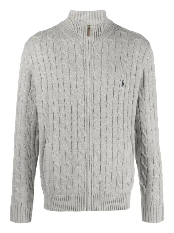 Polo Ralph Lauren Pony-motif Cable-knit Cardigan - Grey