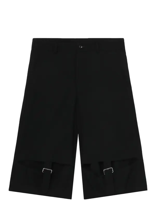 BLACK COMME DES GARÇONS Buckle-detail Wool Shorts - Black