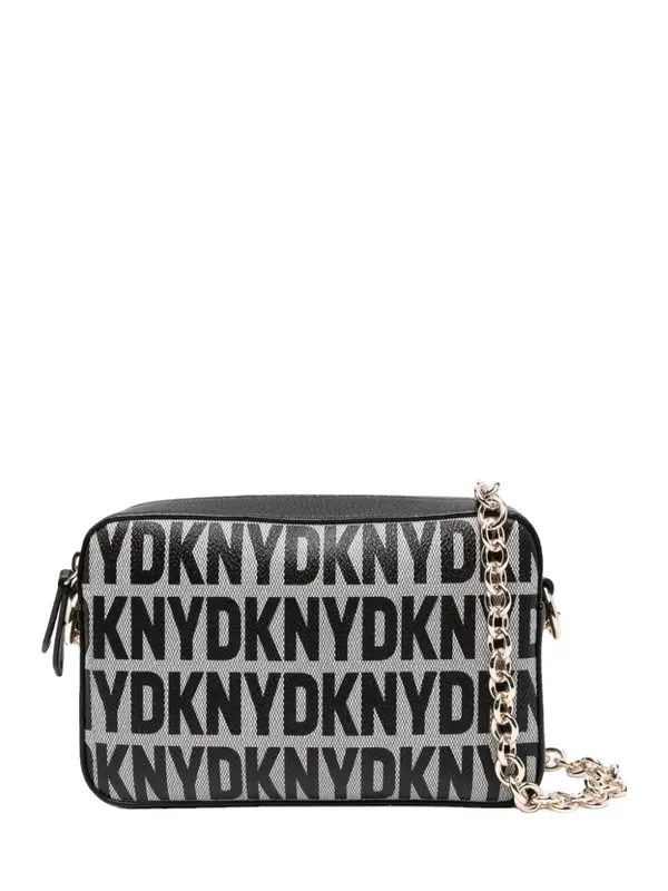 Dkny Sara Logo-print Leather Crossbody Bag - Black