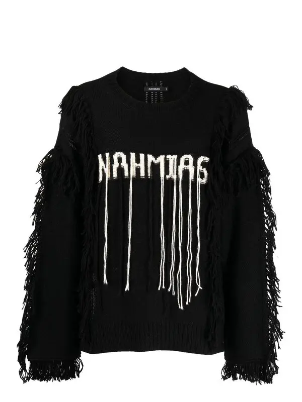NAHMIAS Intarsia-knit Logo Alpaca Wool Jumper - Black