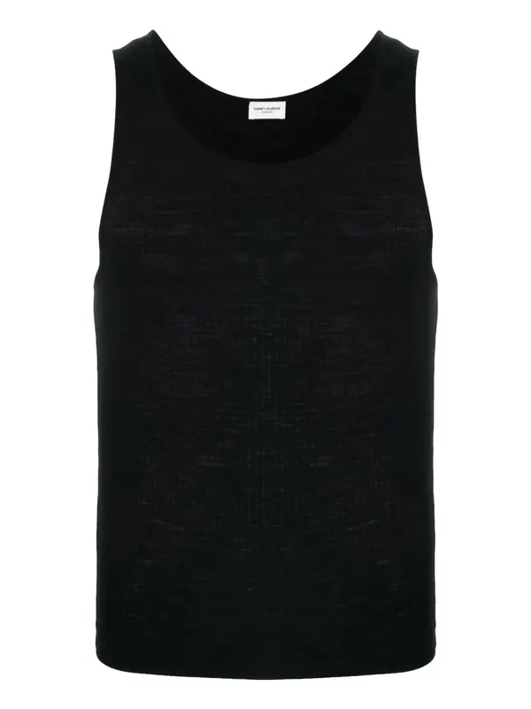 Saint Laurent Logo-embroidered Tank Top - Black