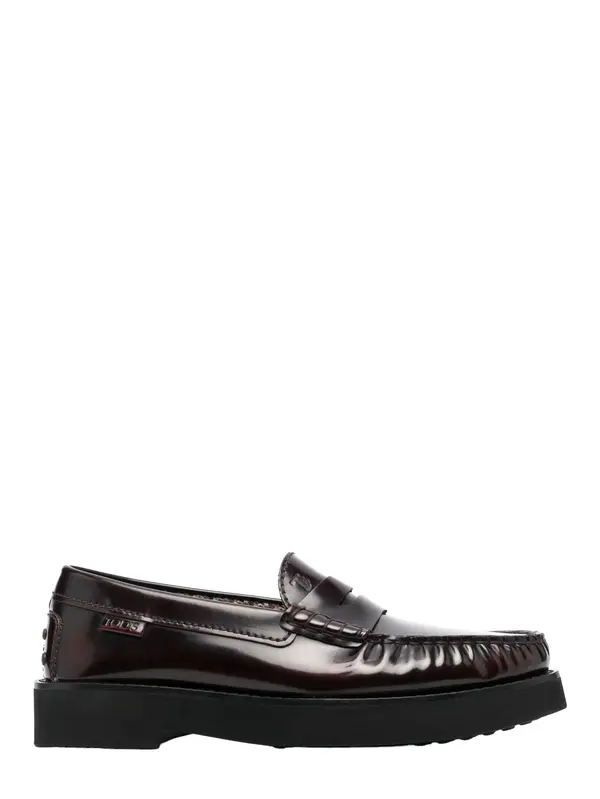 TOD'S Penny-slot Leather Loafers - Red