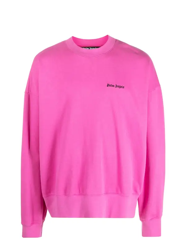 Palm Angels Logo-embroidered Cotton Sweatshirt - Pink