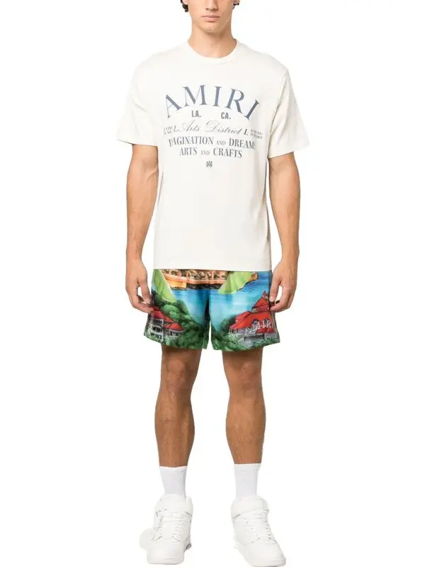 Amiri Logo-print Cotton T-shirt - Neutrals