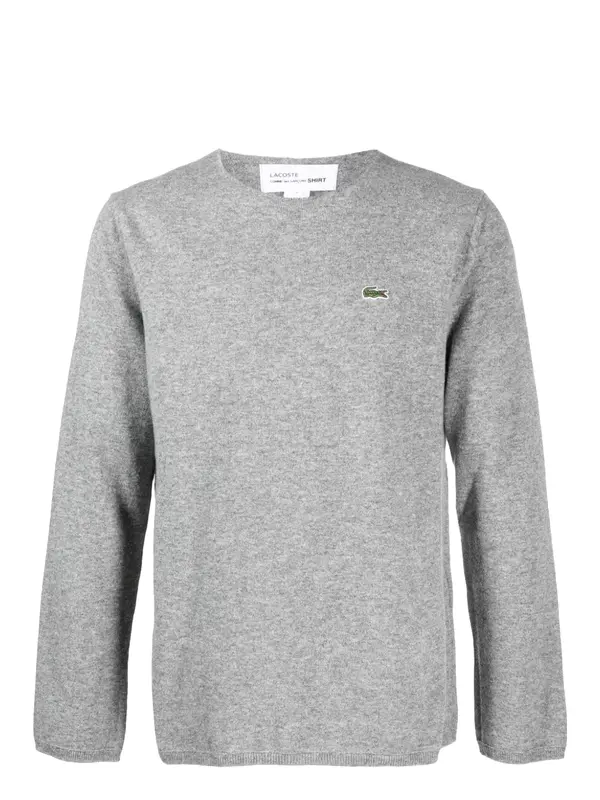 Comme Des Garçons X Lacoste Intarsia-knit Wool Sweater - Grey