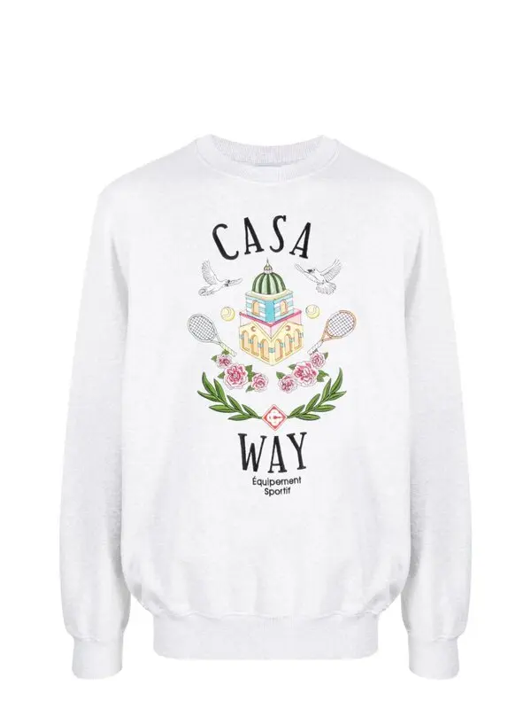 Casablanca Casa Way-embroidered Cotton Sweatshirt - Grey