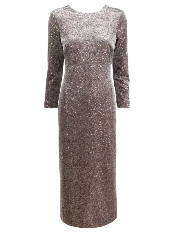 Peserico Sequin-embellished Velvet Midi Dress - Brown