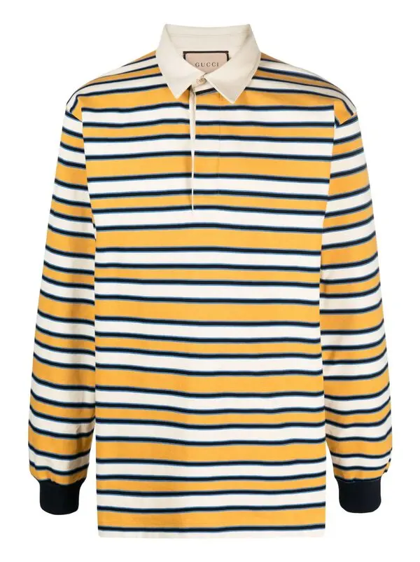 Gucci Logo-print Striped Polo Shirt - Yellow