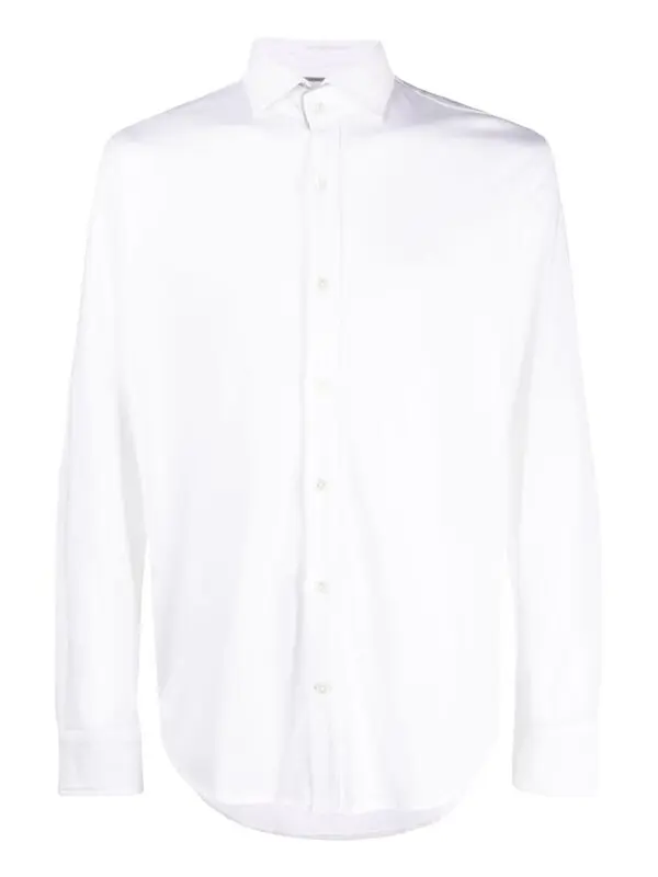 Eleventy Contrasting-trim Cotton Shirt - White