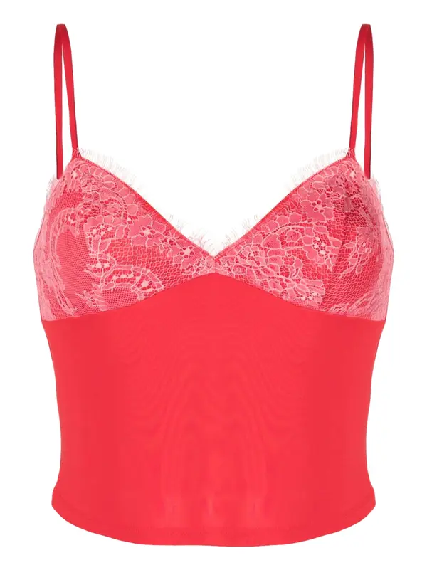 FLEUR DU MAL Floral-lace Camisole Top - Red