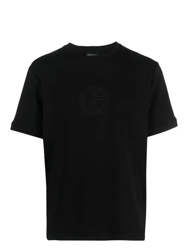 Giorgio Armani Logo-embroidered Round-neck T-shirt - Black
