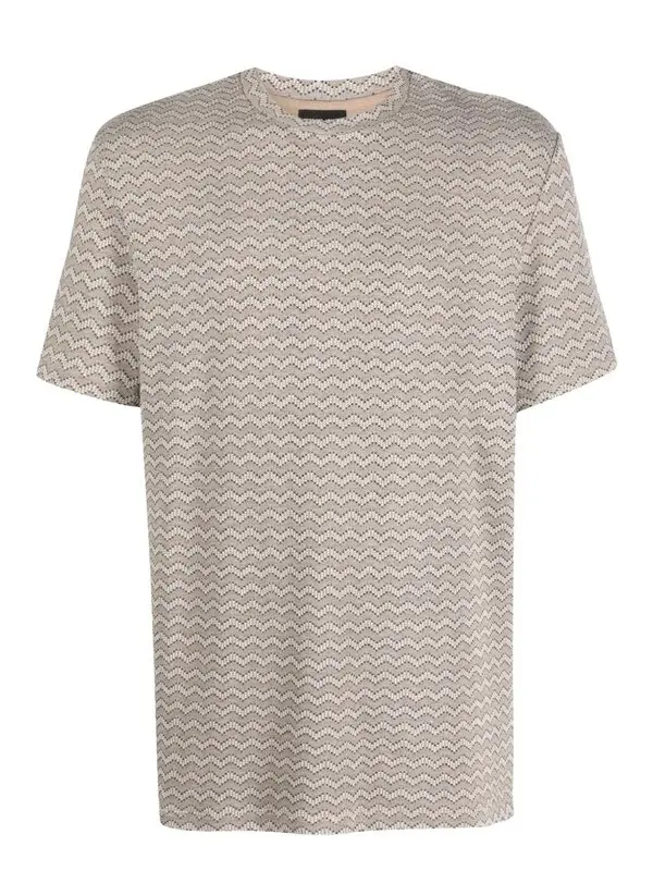 Giorgio Armani Graphic-print Round-neck T-shirt - Neutrals